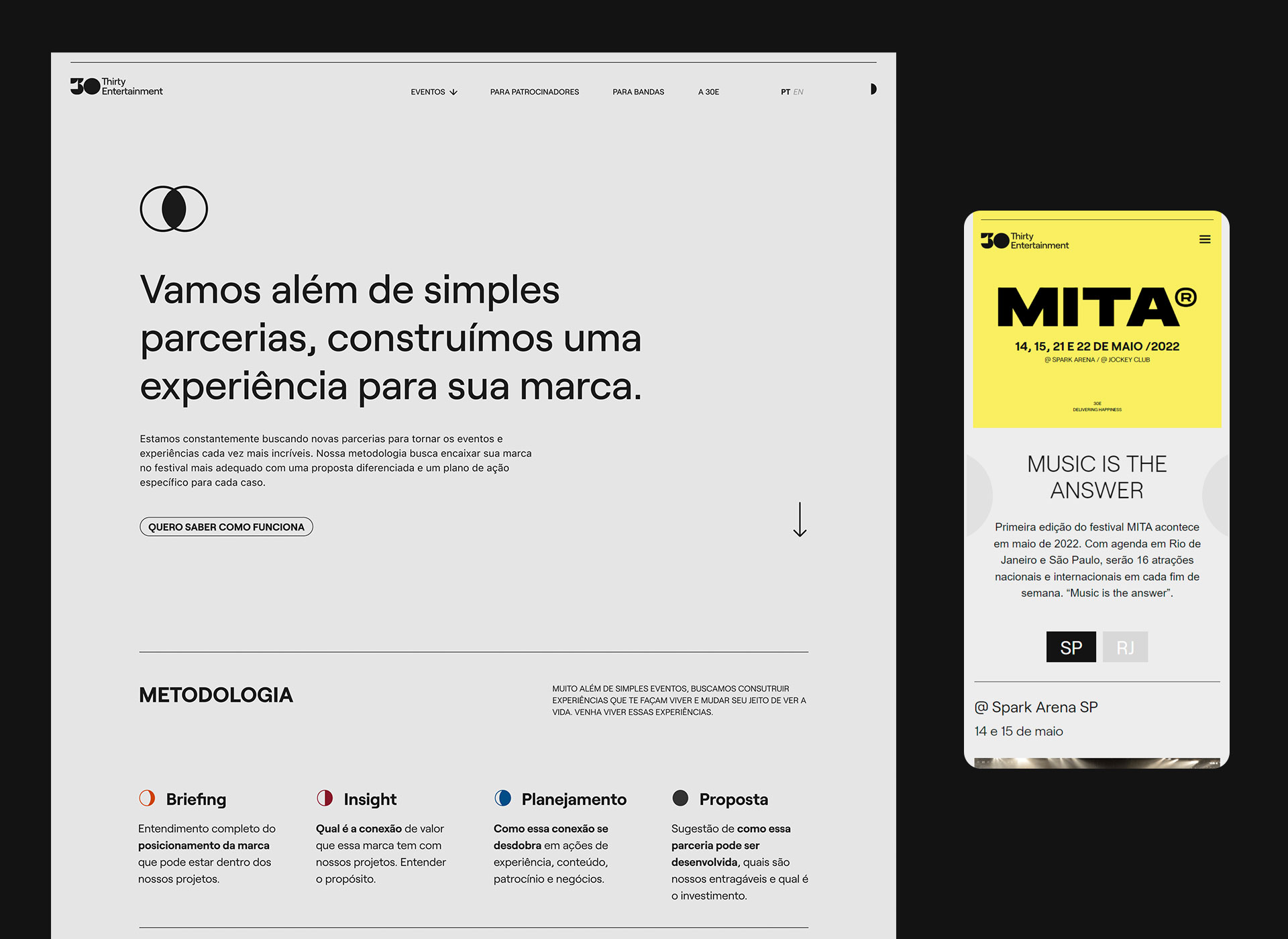 30E - Website → Desenvolvido pela Duck Design Studio
